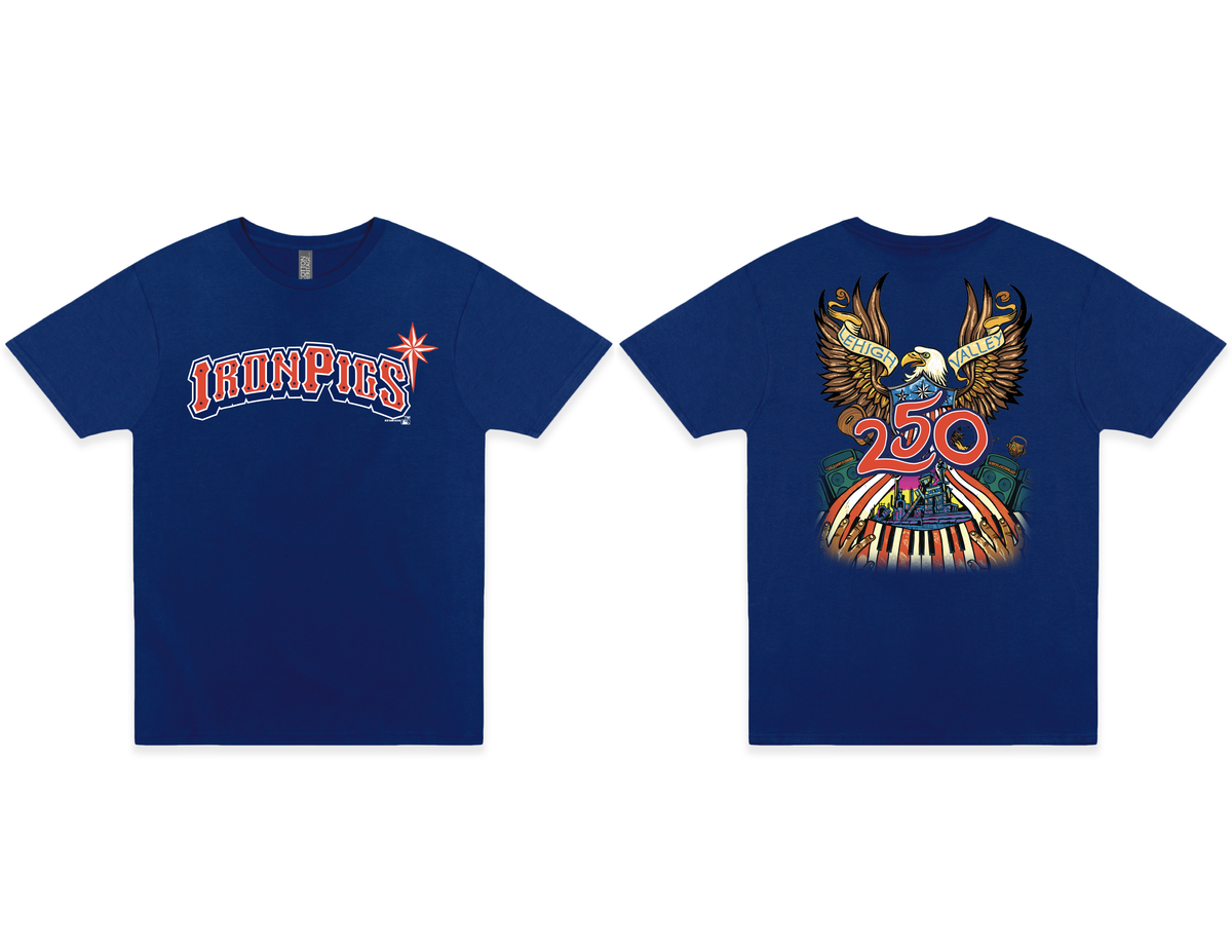 Lehigh Valley IronPigs USA 250 Blue Tee – Lehigh Valley IronPigs ...